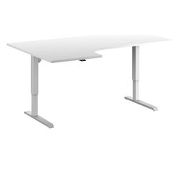 eurokraft basic Schreibtisch Venla, elektrisch höhenverstellbar, Ecke, BxT 1800 x 1200 mm, weiß/weiß, rechts
