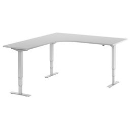 Schreibtisch Atlanta, elektrisch höhenverstellbar, L-Form, BxT 1800 x 2000 mm, lichtgrau/weiß, links kaiserkraft