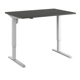 eurokraft basic Schreibtisch Venla, elektrisch höhenverstellbar, gerade, BxT 1200 x 800 mm, dunkelgrau/weiß