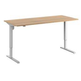 eurokraft basic Schreibtisch Venla, elektrisch höhenverstellbar, gerade, BxT 1800 x 800 mm, Buche/weiß