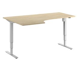 Schreibtisch Atlanta, elektrisch höhenverstellbar, Ecke, BxT 1800 x 1200 mm, Eiche/weiß, links kaiserkraft
