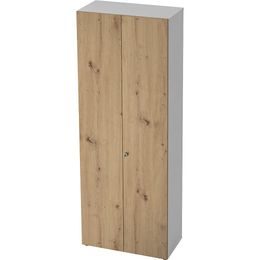 eurokraft pro Aktenschrank, Flügeltüren, 5 Fachböden, weiß / Asteiche