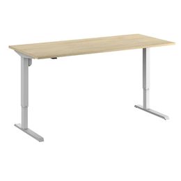 eurokraft basic Schreibtisch Venla, elektrisch höhenverstellbar, gerade, BxT 1800 x 800 mm, Eiche/weiß