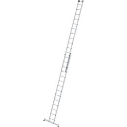 MUNK Anlegeleiter h&ouml;henverstellbar, Schiebeleiter, 2-teilig, 2 x 14 Sprossen, mit nivello&reg;-Traverse