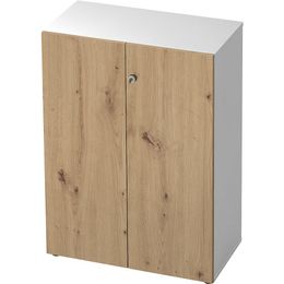 eurokraft pro Aktenschrank, Flügeltüren, 2 Fachböden, weiß / Asteiche