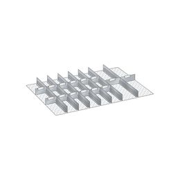 LISTA Schubladeneinteilungsset, 7 Schlitzw&auml;nde, 14 Trennbleche, 21-teilig, f&uuml;r Fronth&ouml;he 75 mm