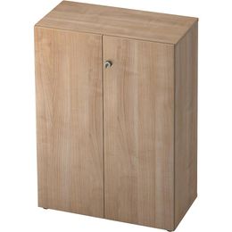 eurokraft pro Aktenschrank, Flügeltüren, 2 Fachböden, Nussbaum / Nussbaum