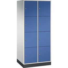 C+P 4er-Schlie&szlig;fachschrank Intro, 2 Abteile, lichtgrau / enzianblau, BxT 820 x 600 mm