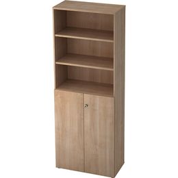 eurokraft pro Kombi-Schrank, 5 Fachböden, 2 Flügeltüren, Nussbaum / Nussbaum
