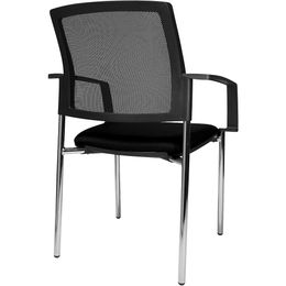 Topstar Netz-Stapelstuhl, 4-Fu&szlig;, VE 2 Stk, Sitz schwarz, Gestell chrom