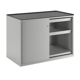 LISTA Schiebet&uuml;renschrank, Traglast Auszugboden 75 kg, 4 Schubladen, 2 Auszugb&ouml;den, lichtgrau