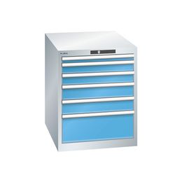 LISTA Schubladenschrank, 6 Schubladen, BxTxH 564 x 724 x 700 mm, lichtgrau / lichtblau