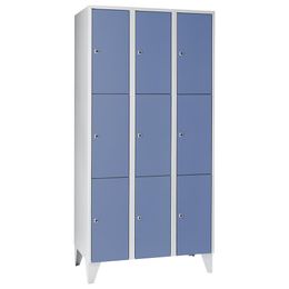 Wolf 3er-Schließfachschrank München, 3 Abteile, Breite 900 mm, taubenblau