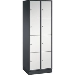 C+P 4er-Schlie&szlig;fachschrank Intro, 2 Abteile, schwarzgrau / lichtgrau, BxT 620 x 500 mm