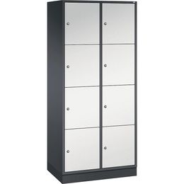 C+P 4er-Schlie&szlig;fachschrank Intro, 2 Abteile, schwarzgrau / lichtgrau, BxT 820 x 500 mm