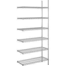 Stahldraht-Gitterregal, verchromt, Fachlast 150 kg, BxT 910 x 460 mm, Anbauregal, Höhe 2180 mm, 6 Fachböden kaiserkraft