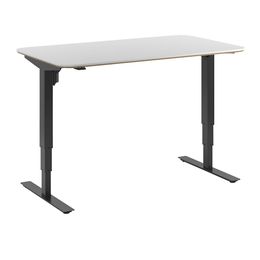Schreibtisch Atlanta Trend, elektrisch höhenverstellbar, gerade, abgerundete Ecken, BxT 1400 x 800 mm, weiß/schwarz kaiserkraft