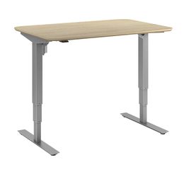 Schreibtisch Atlanta Trend, elektrisch höhenverstellbar, gerade, abgerundete Ecken, BxT 1200 x 800 mm, Eiche/silber kaiserkraft
