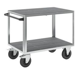 eurokraft pro Montagewagen, Tragfähigkeit 500 kg, 2 Ladeflächen aus Kunststoff, Ladefläche 1050 x 700 mm, Gestell verzinkt