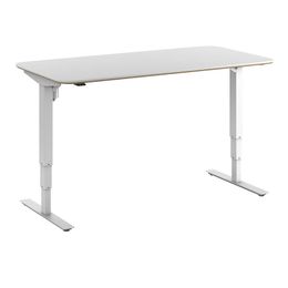 Schreibtisch Atlanta Trend, elektrisch höhenverstellbar, gerade, abgerundete Ecken, BxT 1600 x 800 mm, weiß/weiß kaiserkraft