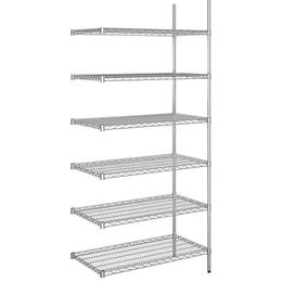 Stahldraht-Gitterregal, verchromt, Fachlast 150 kg, BxT 910 x 610 mm, Anbauregal, Höhe 2180 mm, 6 Fachböden kaiserkraft