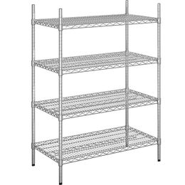 Stahldraht-Gitterregal, verchromt, Fachlast 250 kg, BxT 910 x 610 mm, Grundregal, Höhe 1370 mm, 4 Fachböden kaiserkraft
