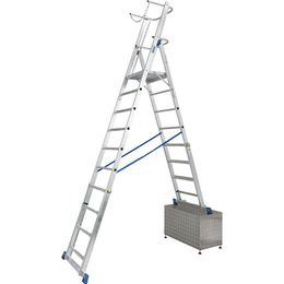 Krause Teleskop-Plattformleiter, h&ouml;henverstellbar durch ClickMatic-System, 8 - 10 Sprossen