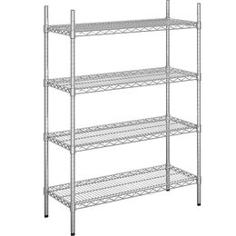 Stahldraht-Gitterregal, verchromt, Fachlast 150 kg, BxT 910 x 460 mm, Grundregal, Höhe 1370 mm, 4 Fachböden kaiserkraft