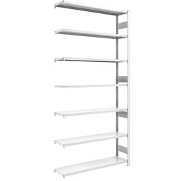 hofe Schwerlast-Steckregal, grau, beidseitig, Regalhöhe 3000 mm, 7 Böden, Anbauregal, BxT 1300 x 400 mm