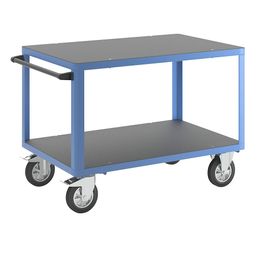eurokraft pro Montagewagen, Tragfähigkeit 1000 kg, 2 Ladeflächen aus Siebdruckplatten, Ladefläche 1250 x 800 mm, Gestell lichtblau