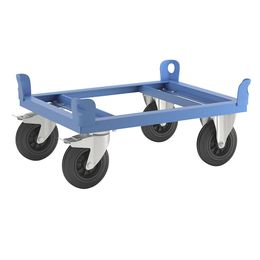 eurokraft pro Fahrgestell aus Stahl, für Halbpaletten, Tragfähigkeit 500 kg, Ladehöhe 280 mm, blau