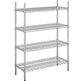 Stahldraht-Gitterregal, verchromt, Fachlast 250 kg, BxT 910 x 460 mm, Grundregal, Höhe 1370 mm, 4 Fachböden kaiserkraft