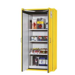 ASECOS Feuerbest&auml;ndiger Gefahrstoffschrank Typ 90, 2-t&uuml;rig, Au&szlig;en-HxBxT 1968 x 900 x 615 mm, gelb, pulverbeschichtet