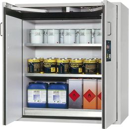ASECOS Feuerbest&auml;ndiger Gefahrstoffschrank Typ 90, 2-t&uuml;rig, Au&szlig;en-HxBxT 1298 x 1200 x 615 mm, grau, Edelstahl
