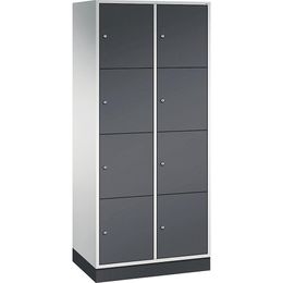 C+P 4er-Schlie&szlig;fachschrank Intro, 2 Abteile, lichtgrau / schwarzgrau, BxT 820 x 500 mm