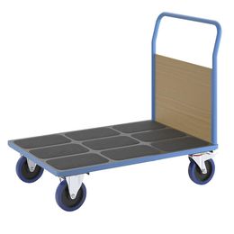 eurokraft pro Plattformwagen mit Holzw&auml;nden, Vollelastik-Rollen, 1 Stirnwand, Ladefl&auml;chen-LxB 1200 x 800 mm