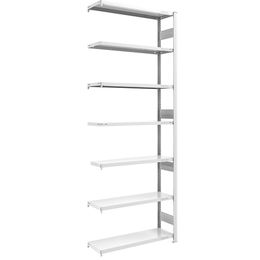 hofe Schwerlast-Steckregal, grau, beidseitig, Regalhöhe 3000 mm, 7 Böden, Anbauregal, BxT 1000 x 400 mm