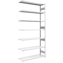 hofe Schwerlast-Steckregal, grau, beidseitig, Regalhöhe 3000 mm, 7 Böden, Anbauregal, BxT 1300 x 500 mm