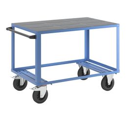 eurokraft pro Montagewagen, Tragfähigkeit 500 kg, 1 Ladefläche aus Kunststoff, Ladefläche 1250 x 800 mm, Gestell lichtblau