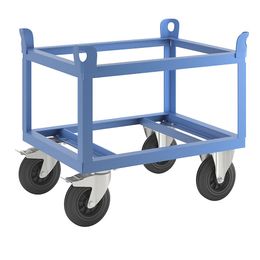 eurokraft pro Fahrgestell aus Stahl, für Halbpaletten, Tragfähigkeit 500 kg, Ladehöhe 650 mm, blau