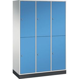 C+P Doppelstock-Spind Intro, 3 Abteile, lichtgrau / lichtblau, BxT 1220 x 500 mm