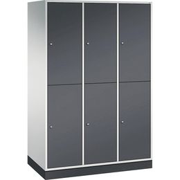 C+P Doppelstock-Spind Intro, 3 Abteile, lichtgrau / schwarzgrau, BxT 1220 x 600 mm