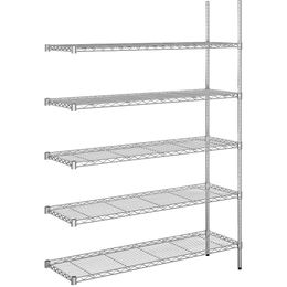 Stahldraht-Gitterregal, verchromt, Fachlast 100 kg, BxT 1220 x 460 mm, Anbauregal, Höhe 1880 mm, 5 Fachböden kaiserkraft