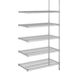 Stahldraht-Gitterregal, verchromt, Fachlast 250 kg, BxT 910 x 610 mm, Anbauregal, Höhe 1880 mm, 5 Fachböden kaiserkraft
