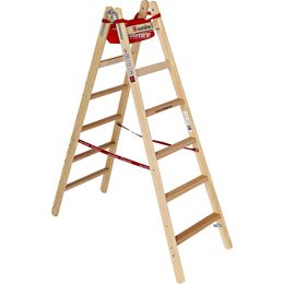 Holz-Stehleiter mit Komfort-Breitsprossen, beidseitig begehbar, 2 x 6 Sprossen kaiserkraft