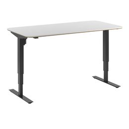 Schreibtisch Atlanta Trend, elektrisch höhenverstellbar, gerade, abgerundete Ecken, BxT 1600 x 800 mm, weiß/schwarz kaiserkraft