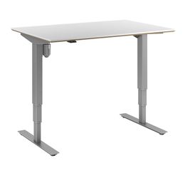 Schreibtisch Atlanta Trend, elektrisch höhenverstellbar, gerade, BxT 1200 x 800 mm, weiß/silber kaiserkraft