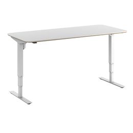 Schreibtisch Atlanta Trend, elektrisch höhenverstellbar, gerade, abgerundete Ecken, BxT 1800 x 800 mm, weiß/weiß kaiserkraft