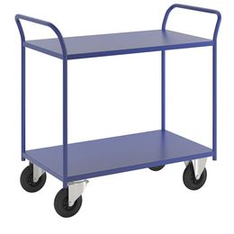 Kongamek Tischwagen KM41, 2 Etagen, LxBxH 1070 x 550 x 1000 mm, blau, 2 Lenk- und 2 Bockrollen