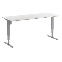 Schreibtisch Atlanta Trend, elektrisch höhenverstellbar, gerade, BxT 2000 x 800 mm, weiß/silber kaiserkraft